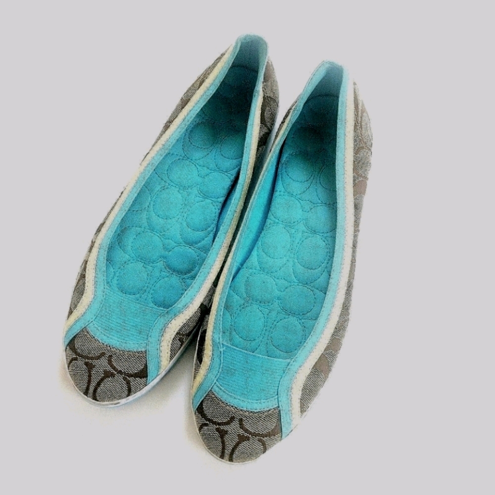 Coach Alpine Signature Khaki Ballet Shoes Sz 8 - Gem